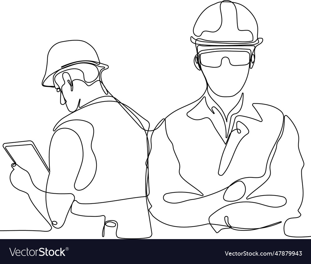 Construction manager and engineer working Vector Image