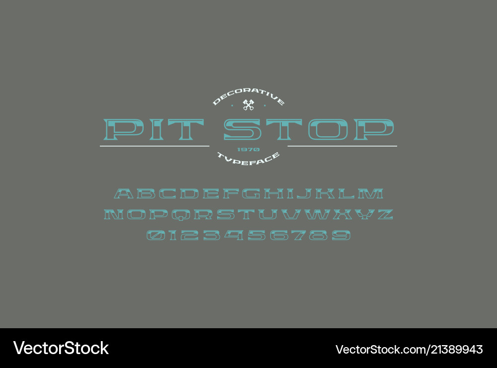 Decorative extended serif font in racing style Vector Image