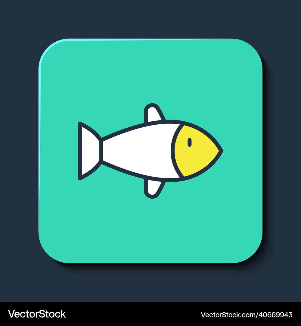 Filled outline fish icon isolated on blue Vector Image