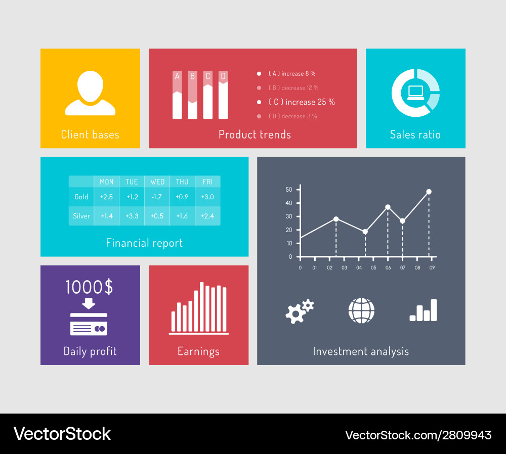 Financial Flat Elements Royalty Free Vector Image