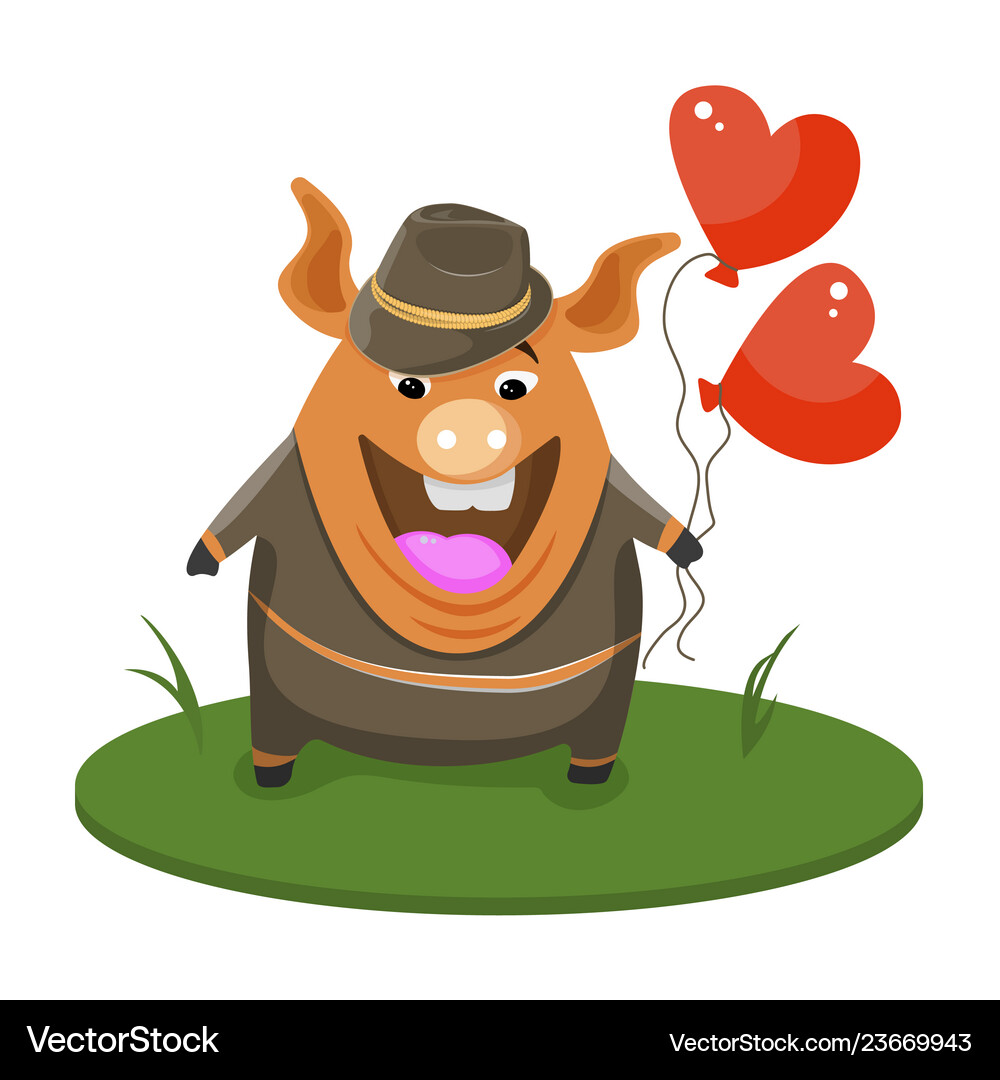 Happy Pig in Tuxedo Royalty Free Vector Image - VectorStock