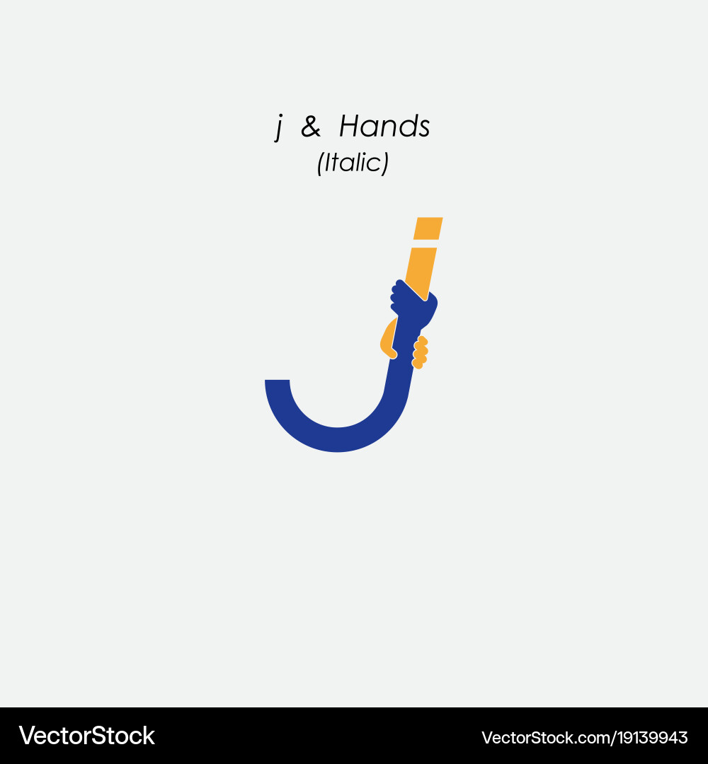 J - letter abstract icon amp hands logo design Vector Image