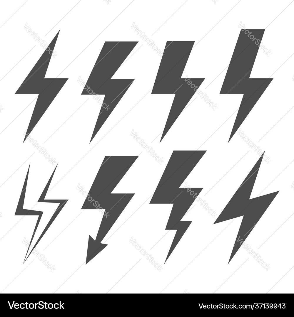 Lightning electric icon set energy and thunder Vector Image