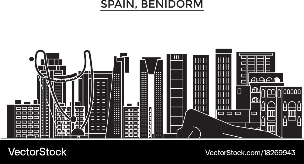 Spain benidorm architecture city skyline Vector Image