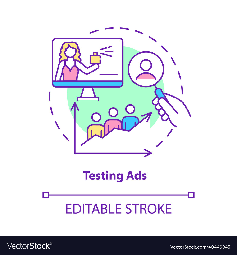 Testing ads concept icon Royalty Free Vector Image