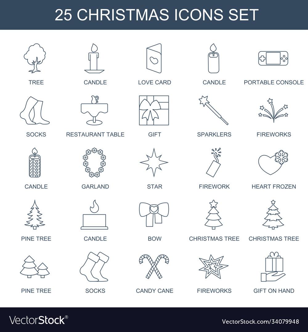 25 christmas icons Royalty Free Vector Image - VectorStock