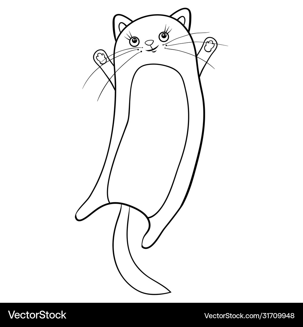 A children coloring bookpage jumping cat image Vector Image