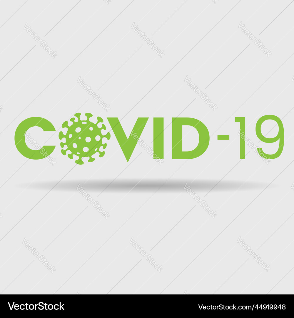 Abstract green coronavirus icon with covid-19 text