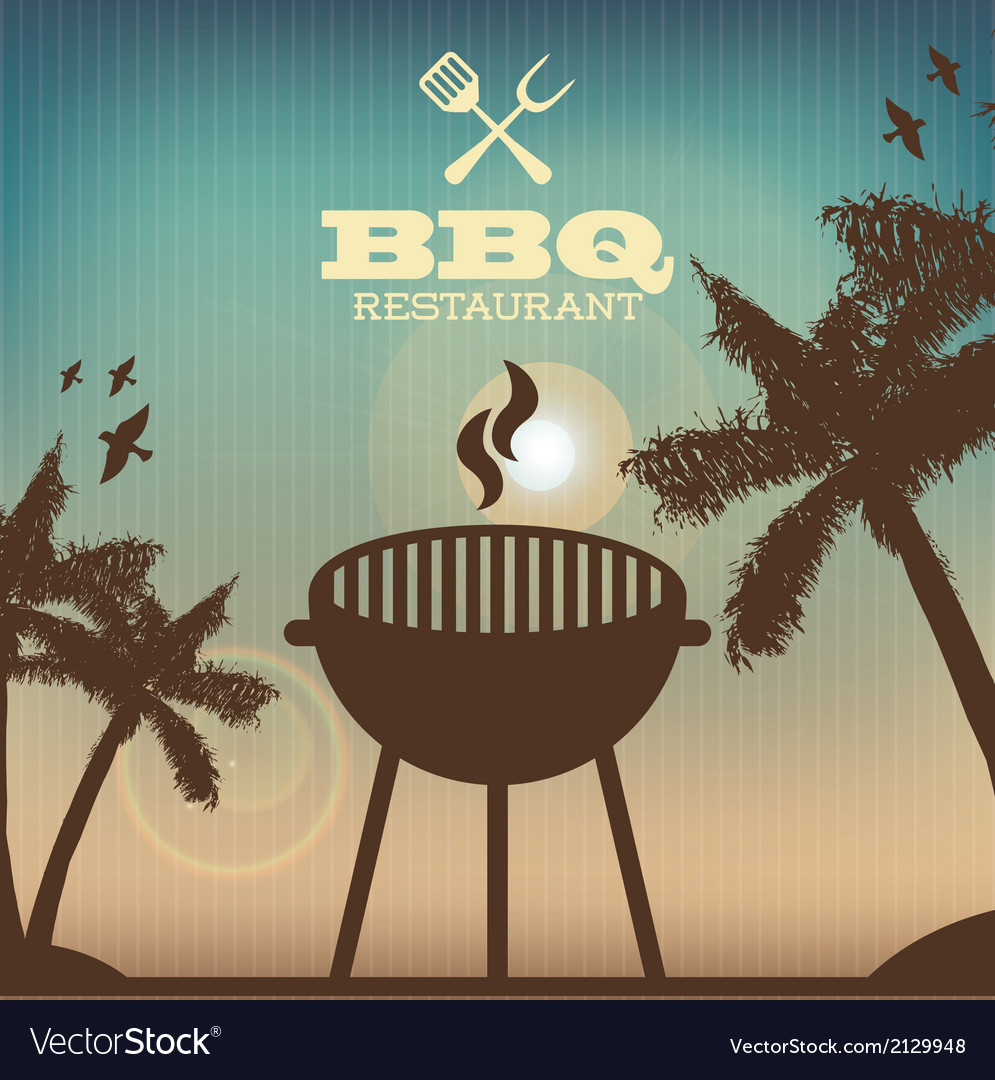 Bbq design over pattern background Royalty Free Vector Image