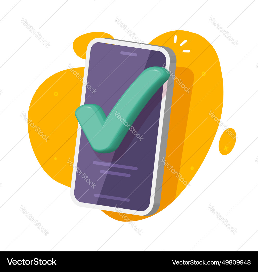 Cell phone 3d check mark vote poll icon graphic Vector Image