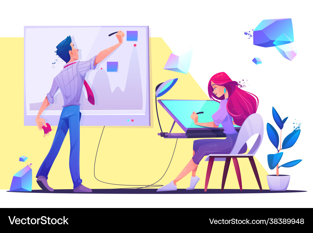 Creative office work or coworking job occupation Vector Image