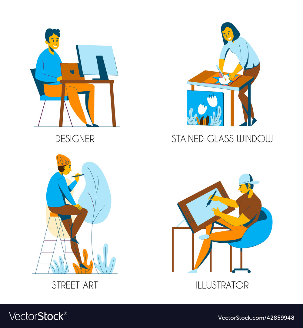 Creative professions flat design concept Vector Image