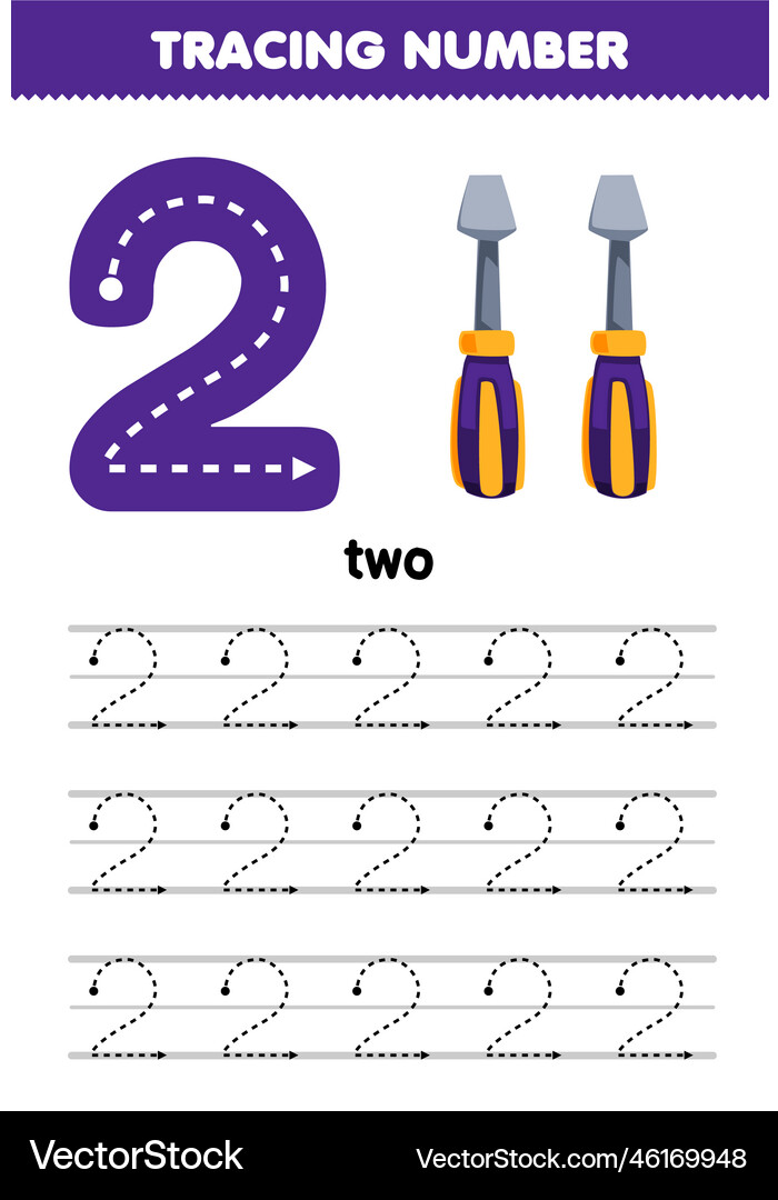 Education game for children tracing number two Vector Image