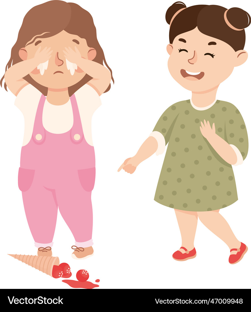 Girl mocking her classmate in glasses Royalty Free Vector