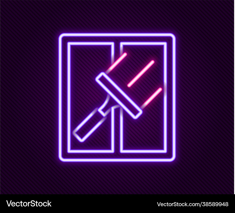 Glowing neon line cleaning service with rubber Vector Image