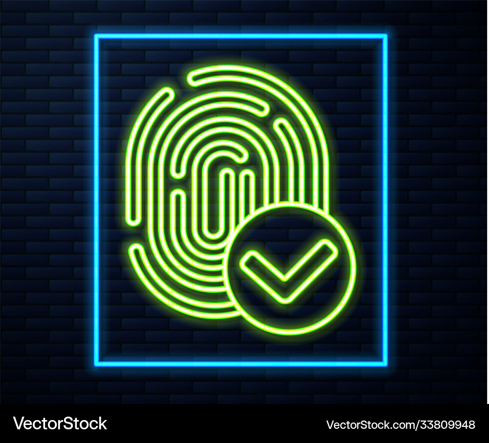 Glowing neon line fingerprint icon isolated Vector Image