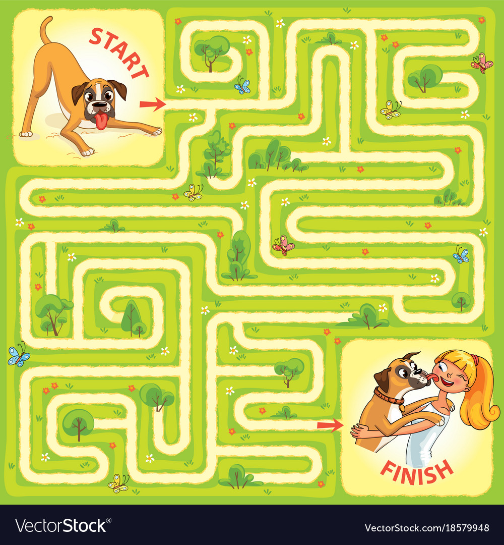 Help character to find a way out maze Royalty Free Vector