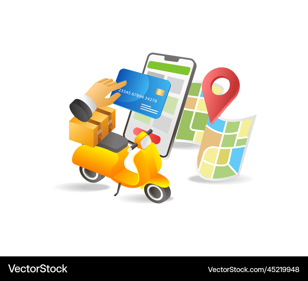 Isometric flat 3d concept of goods delivery Vector Image