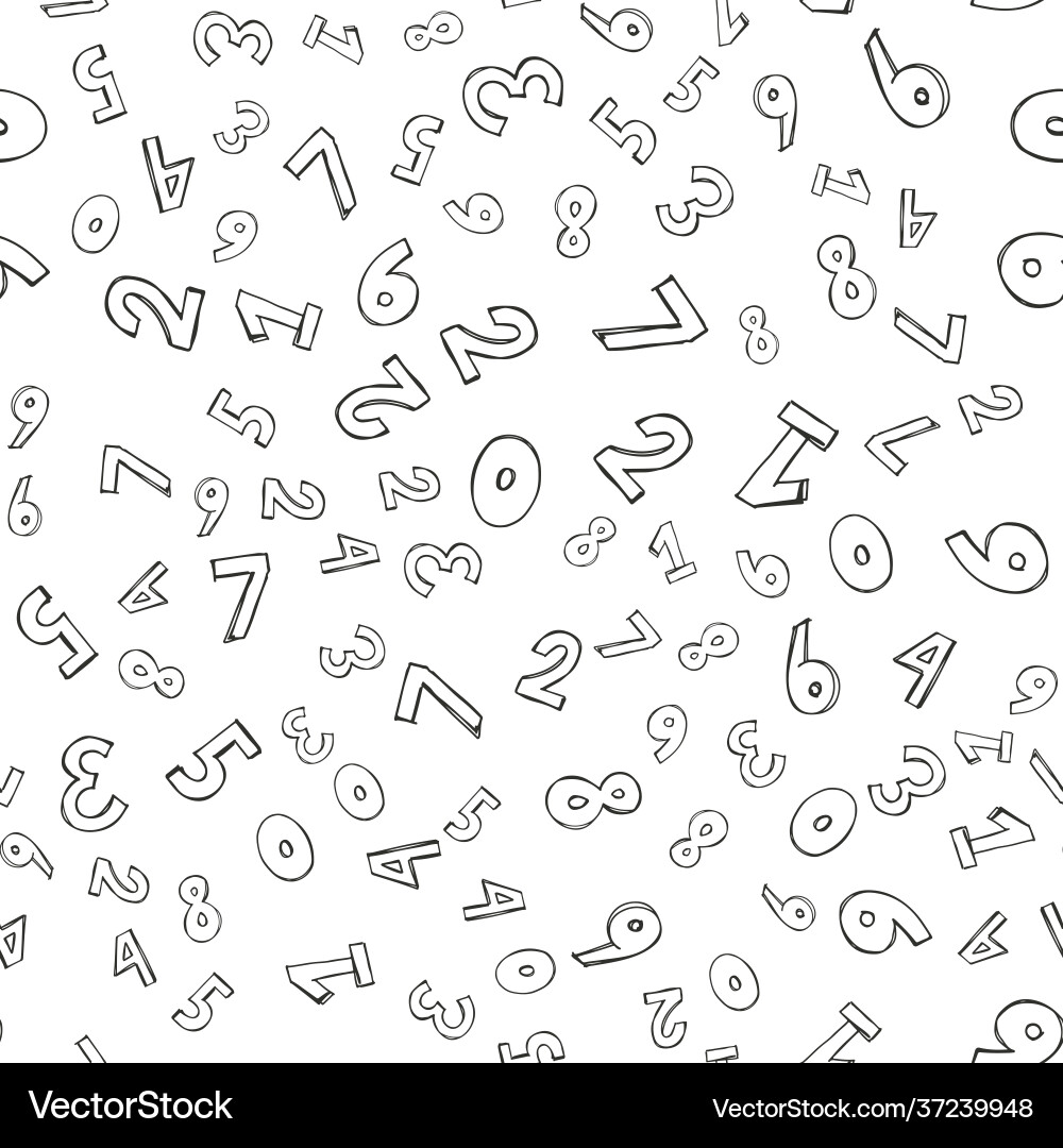 Numbers seamless wallpaper on white hand draw Vector Image