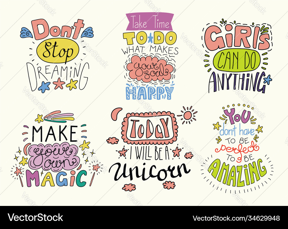 Set inspirational lettering quotes Royalty Free Vector Image