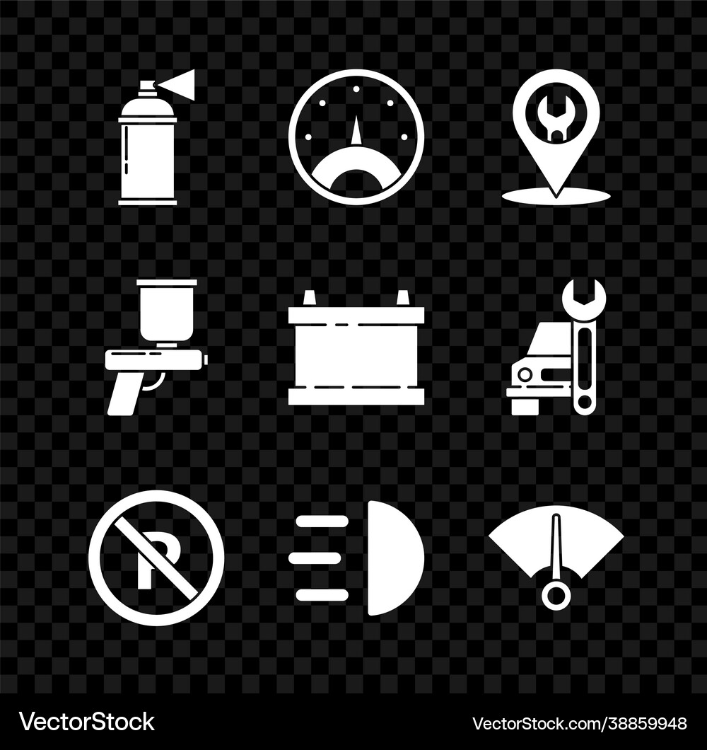 Set paint spray can speedometer car service Vector Image