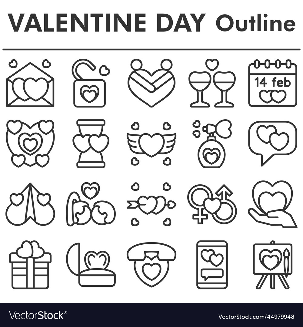 Valentines day icons set Royalty Free Vector Image