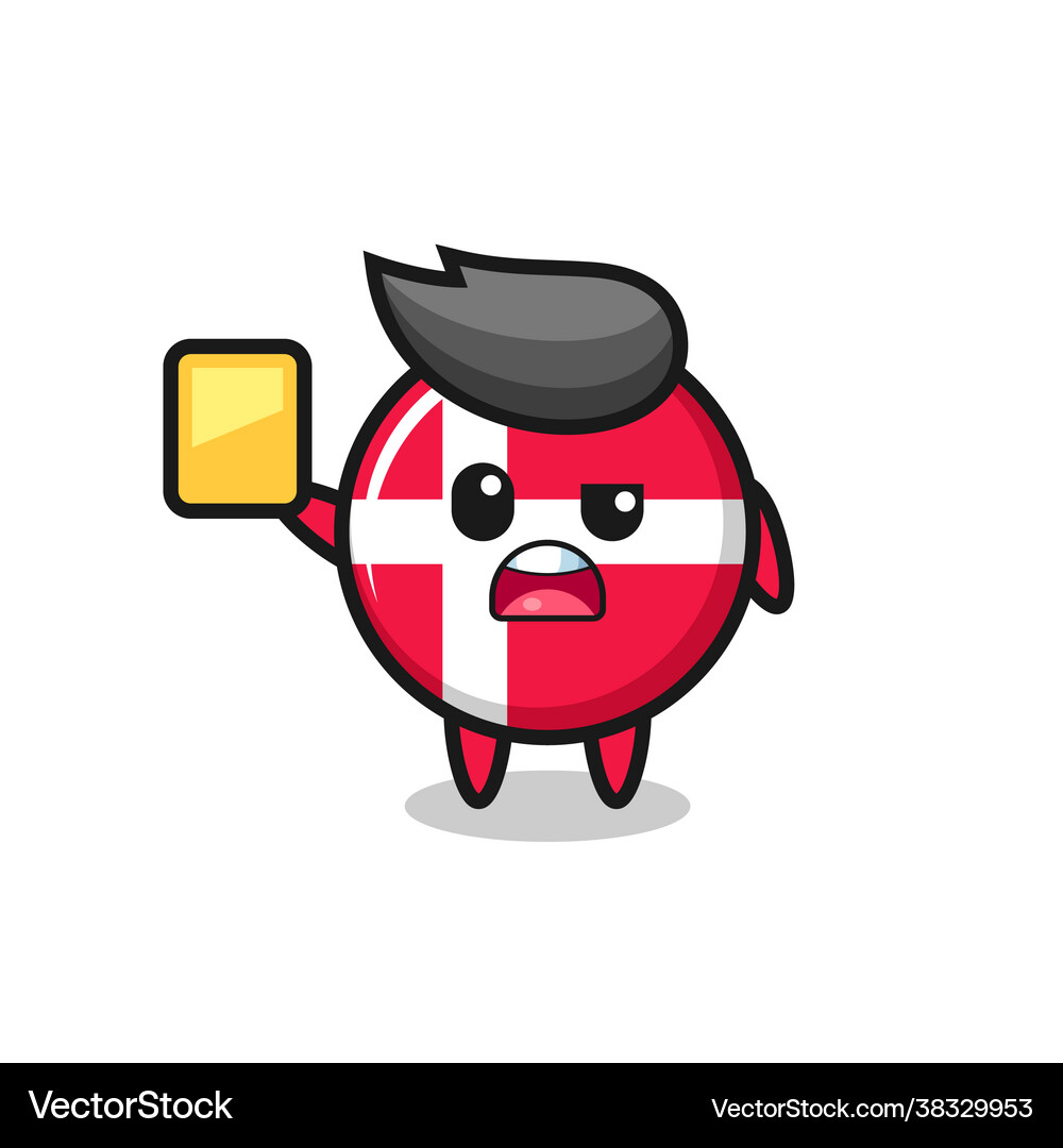Cartoon denmark flag badge character Royalty Free Vector