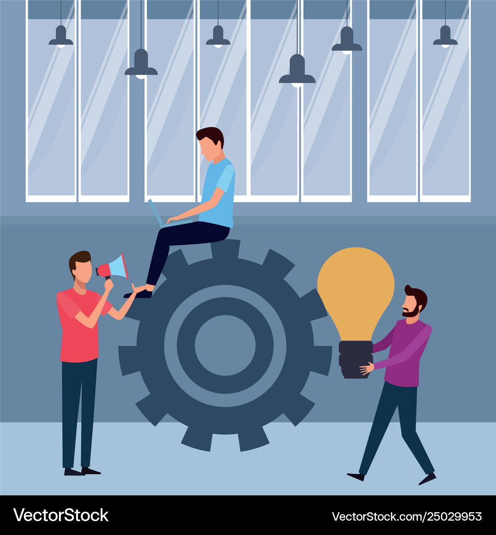 Coworkers teamwork cartoon Royalty Free Vector Image