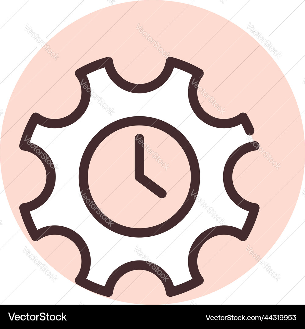 Gear clock time on white background Royalty Free Vector