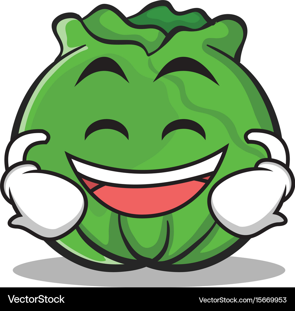 Laughing face cabbage cartoon character style Vector Image
