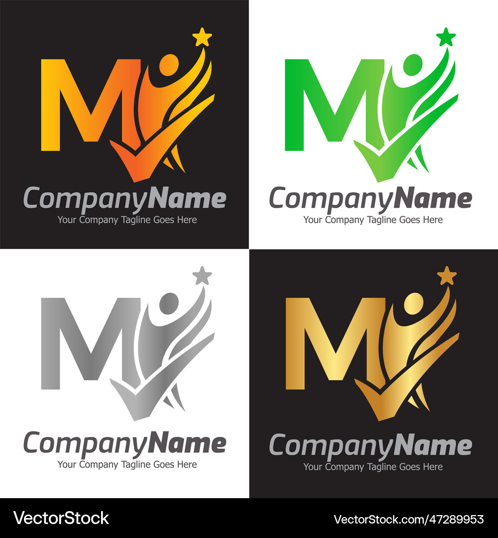 Letter m logo template colorful m Royalty Free Vector Image