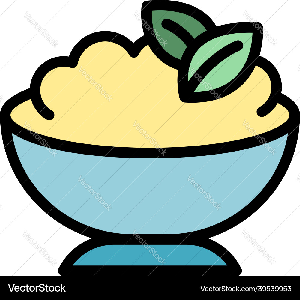 Mashed potatoes food icon color outline Royalty Free Vector