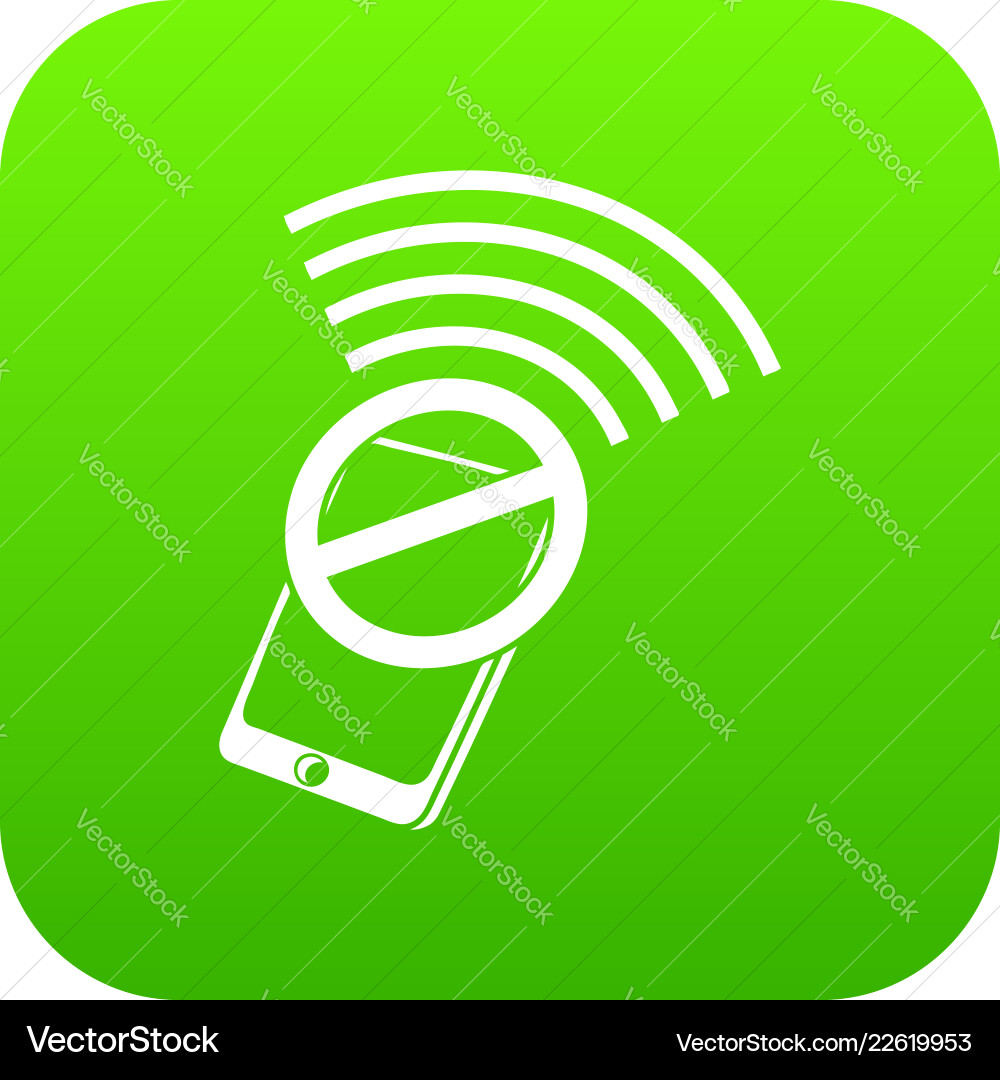 No wifi smartphone icon green Royalty Free Vector Image