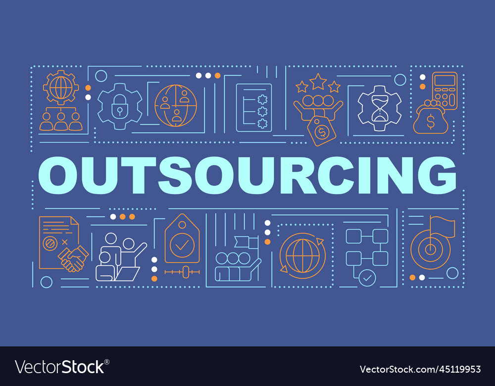 Outsourcing practice word concepts dark blue Vector Image