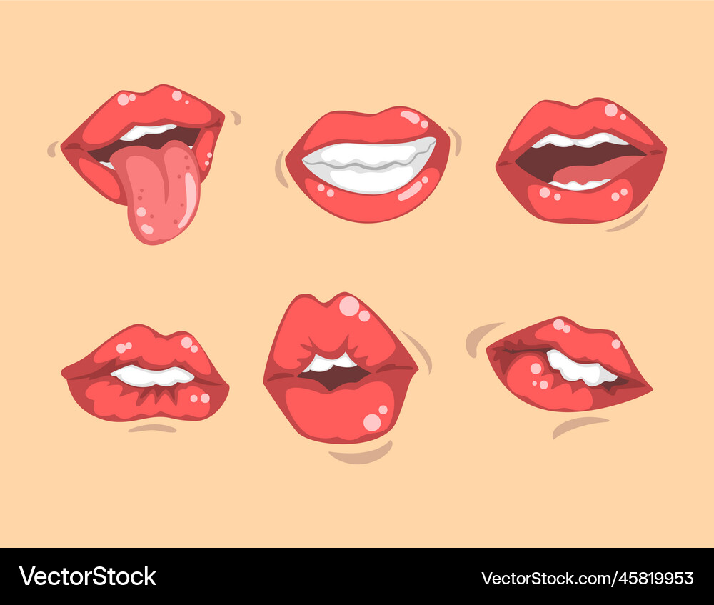 Upper and lower lips of mouth curving in different