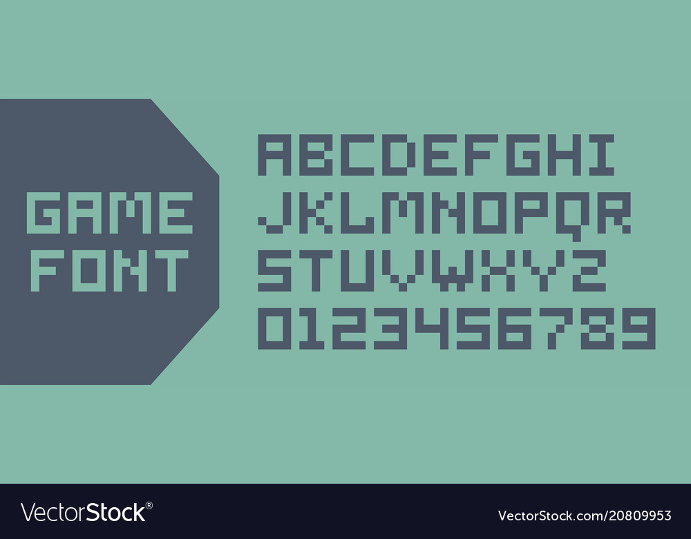 Video game pixel font Royalty Free Vector Image Video game pixel font Royalty Free Vector Image