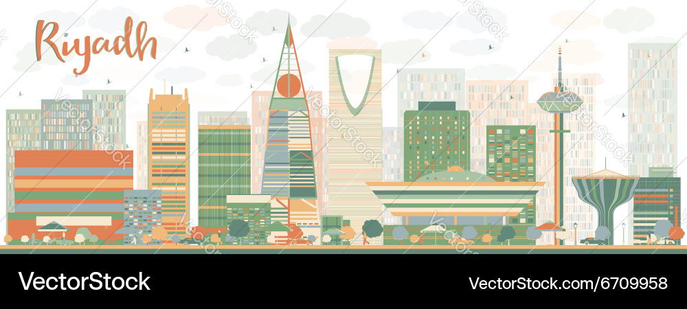 Abstract riyadh skyline with color buildings Vector Image