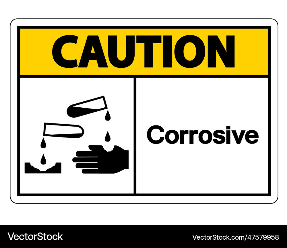Caution corrosive symbol sign on white background Vector Image