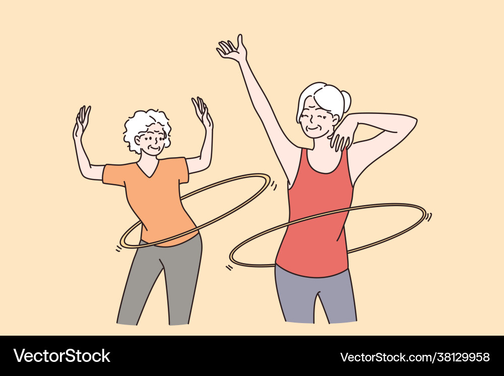 Elderly people active lifestyle concept Royalty Free Vector