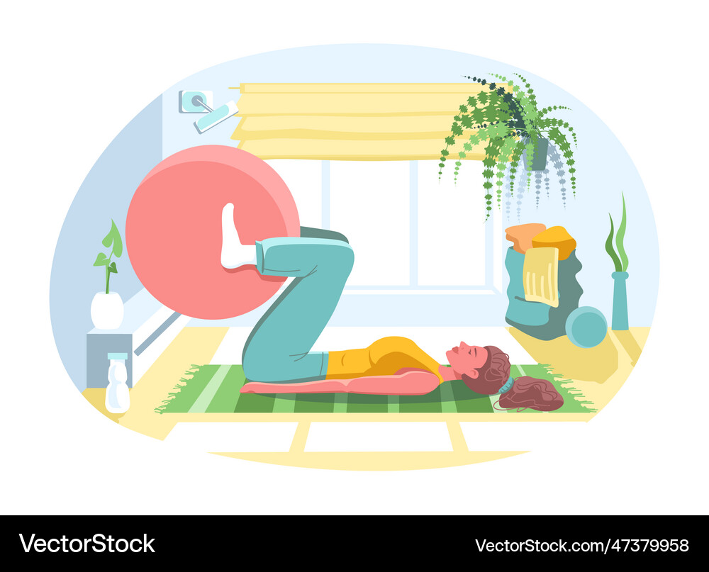 Female cartoon character doing exercises Vector Image