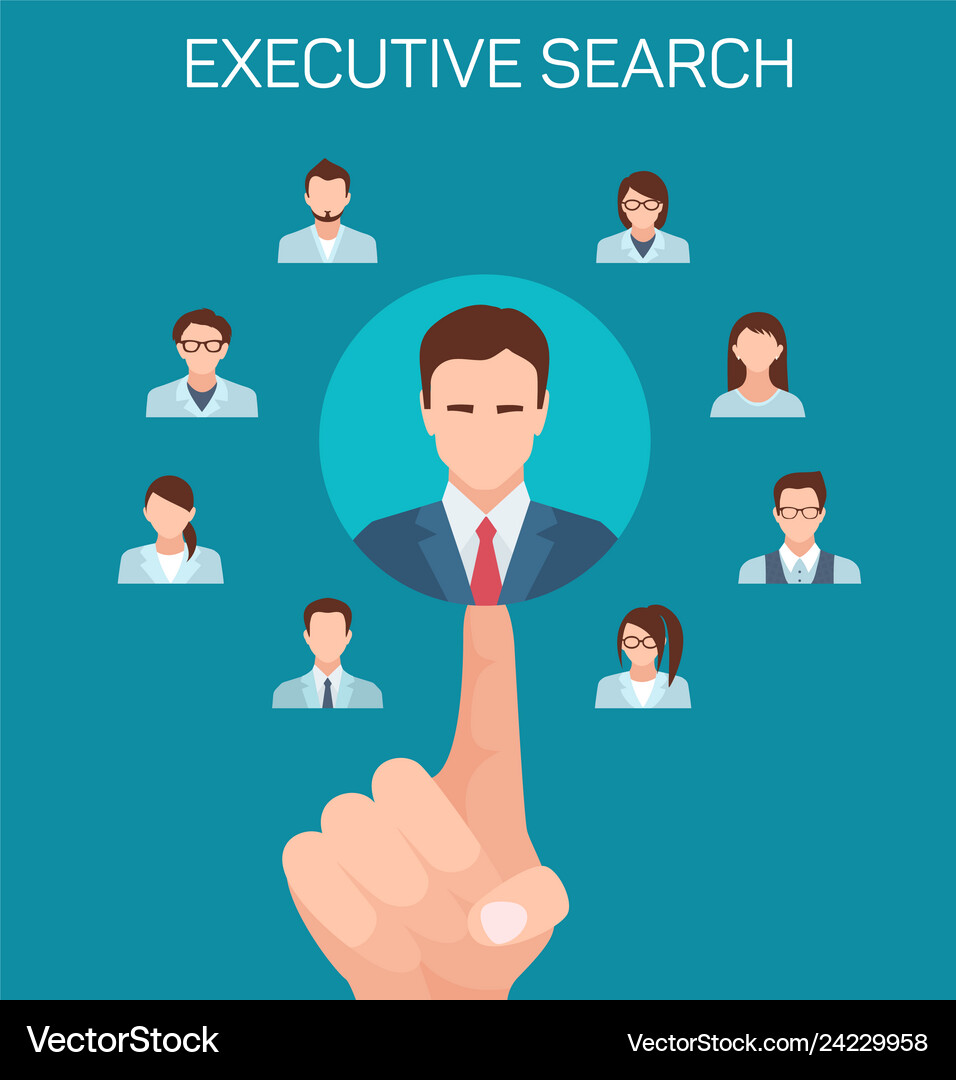 Flat banner executive search recruiting agencies Vector Image