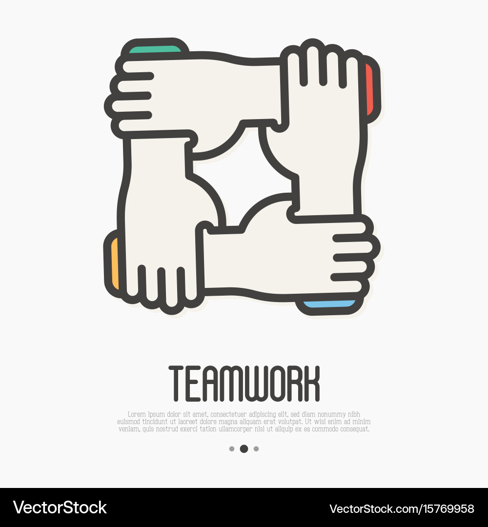 Four hands hold together for wrist other Vector Image
