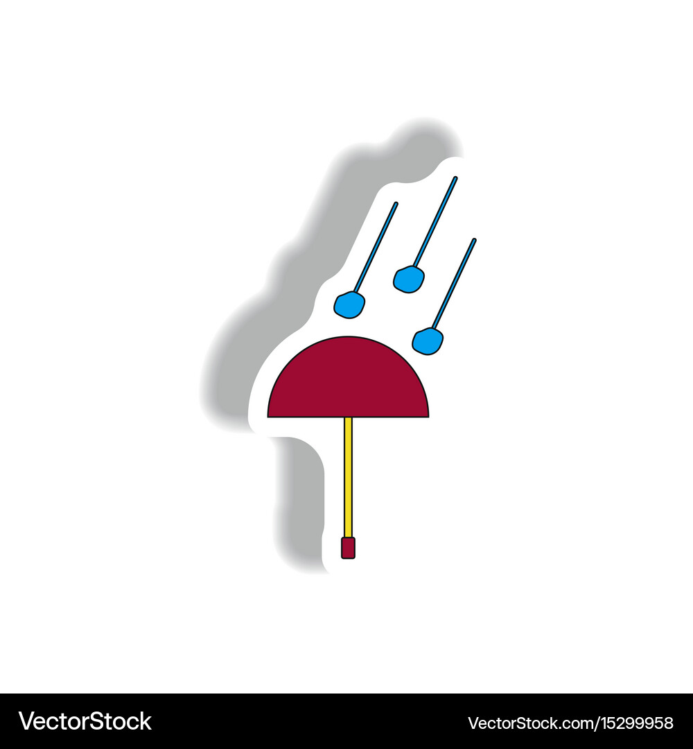 Hail and umbrella sticker Royalty Free Vector Image