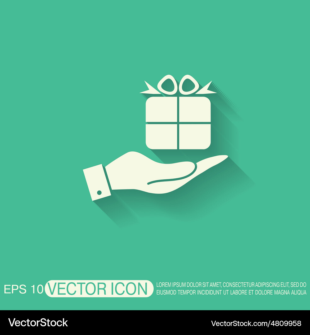 Hand holding a holiday gift box icon Royalty Free Vector