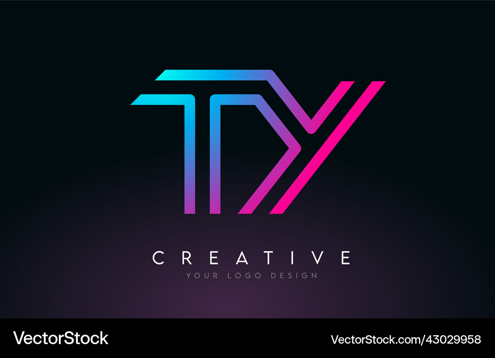 Monogram lines ty t y letter logo design creative Vector Image