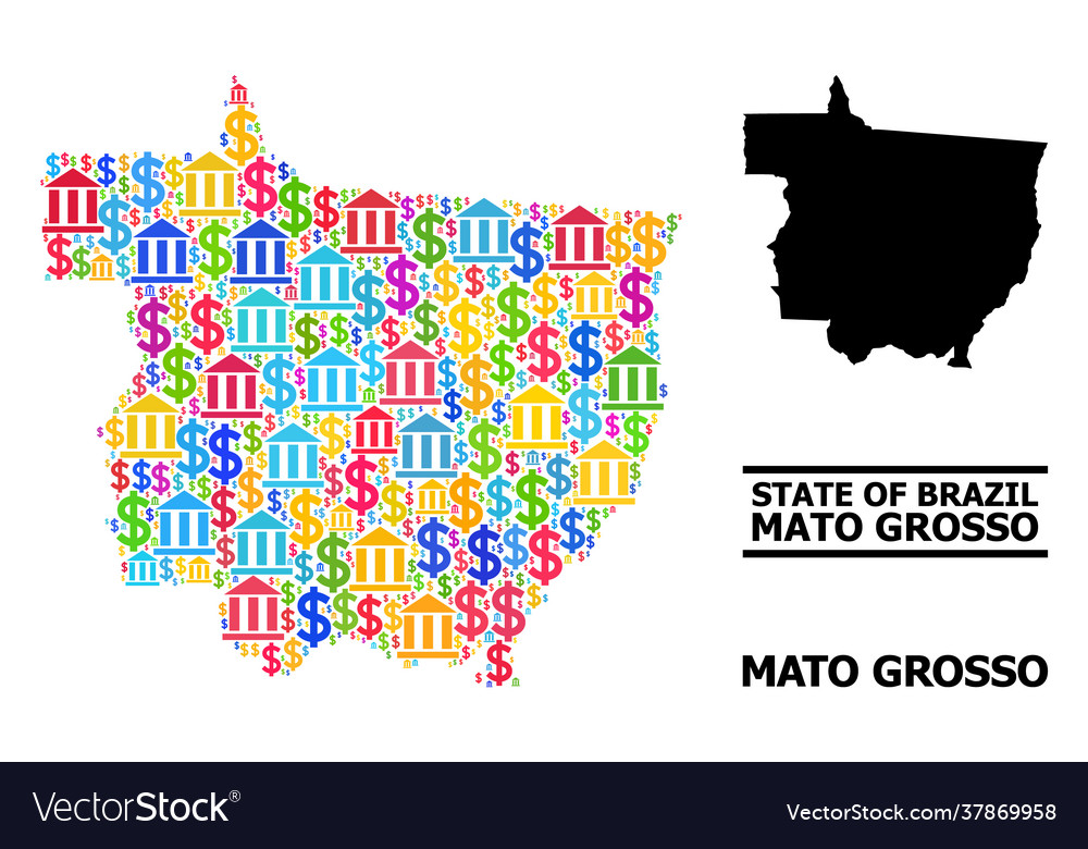 Mosaic map mato grosso state bank Royalty Free Vector Image