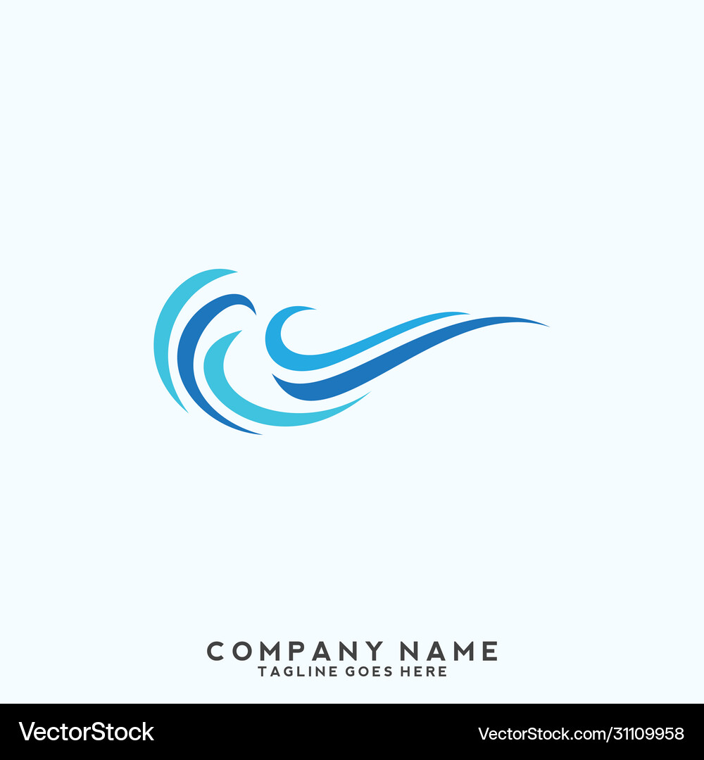Water wave symbol and icon logo template Vector Image
