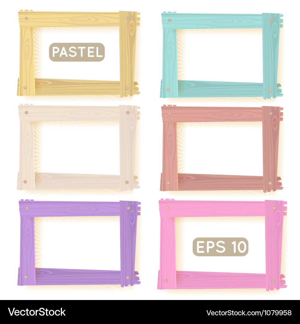 Wooden picture frames pastel set Royalty Free Vector Image