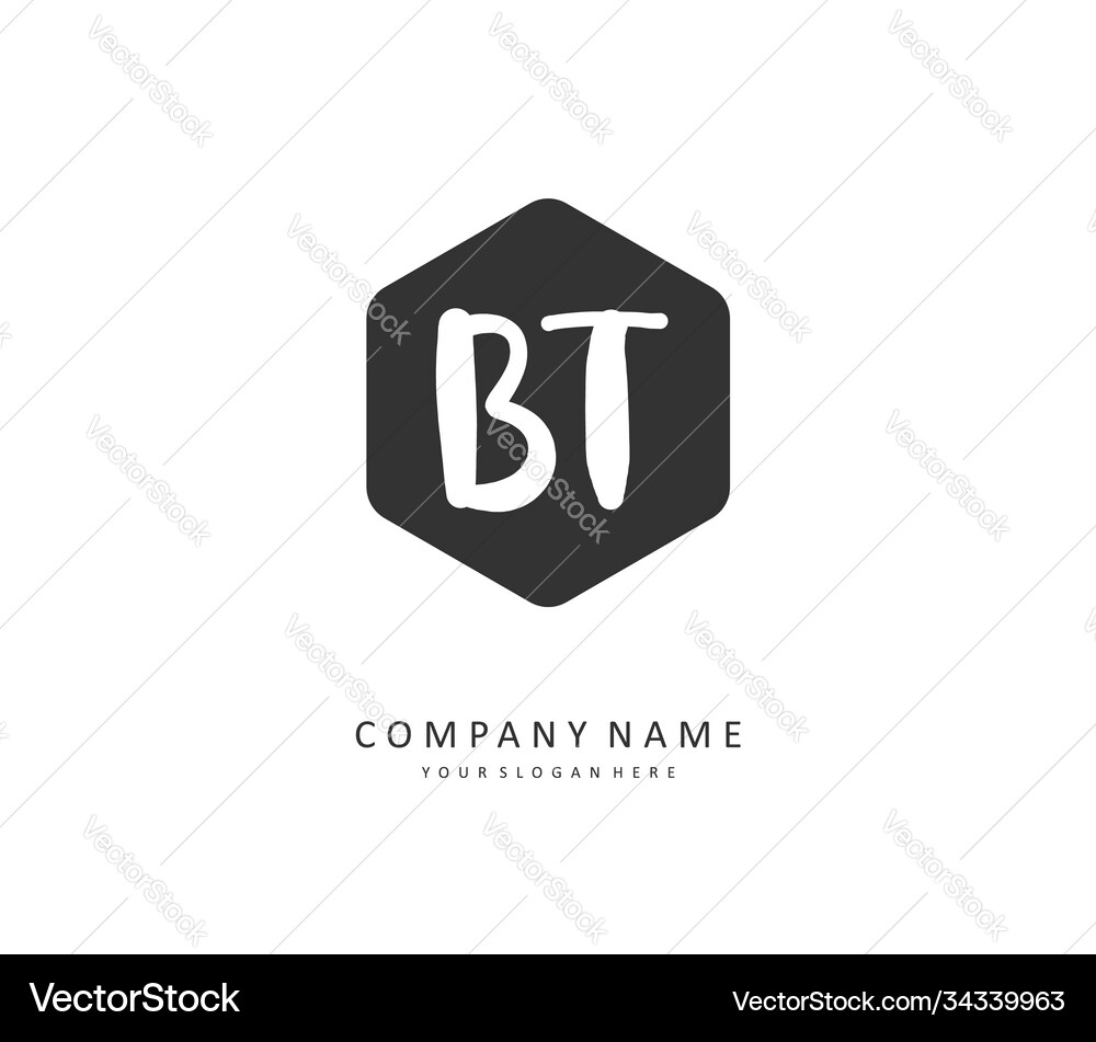 B t bt initial letter handwriting and signature Vector Image