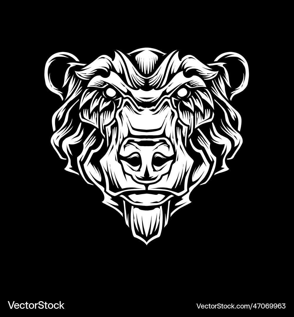 Bear line art t shirt Royalty Free Vector Image